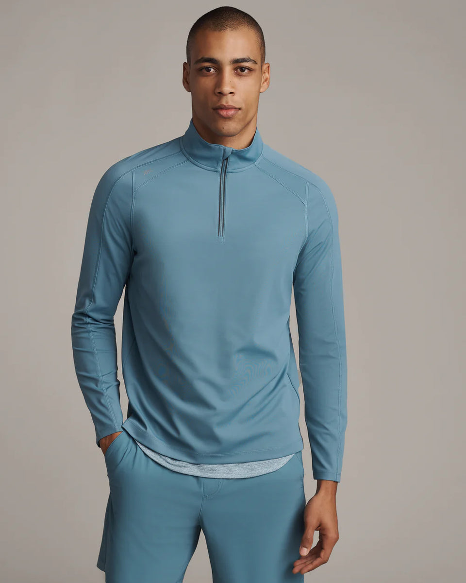Rhone Mens Rise 1/4 Zip- Blue Stone – Too Sparrows